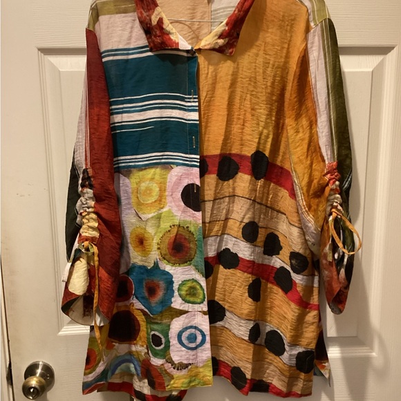 John Mark | Tops | John Mark Multicolor Abstract Blouse | Poshmark